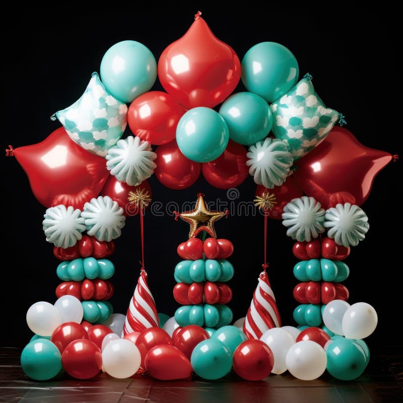 Cheerful Balloon Display Featuring a Mix of Traditional Colors and Fun ...
