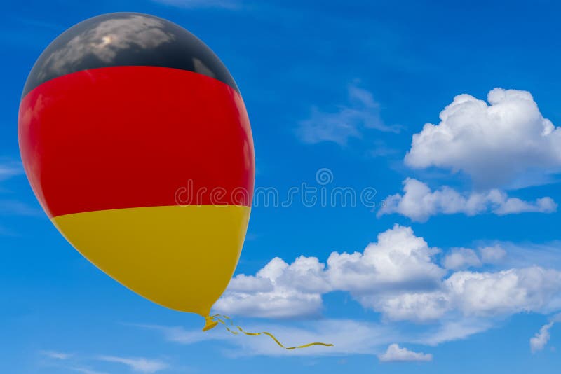 Cheerful Balloon with the Image of the National Flag of Germany Against ...