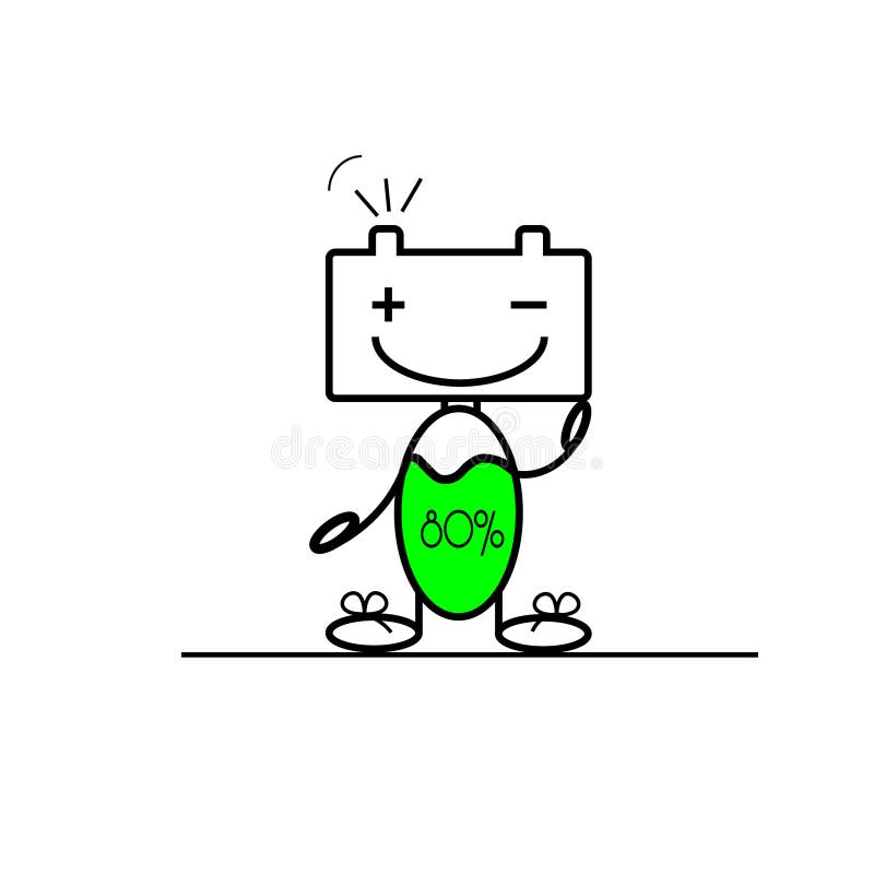 Cheerful battery 80 stock vector. Illustration of drawing - 67257221