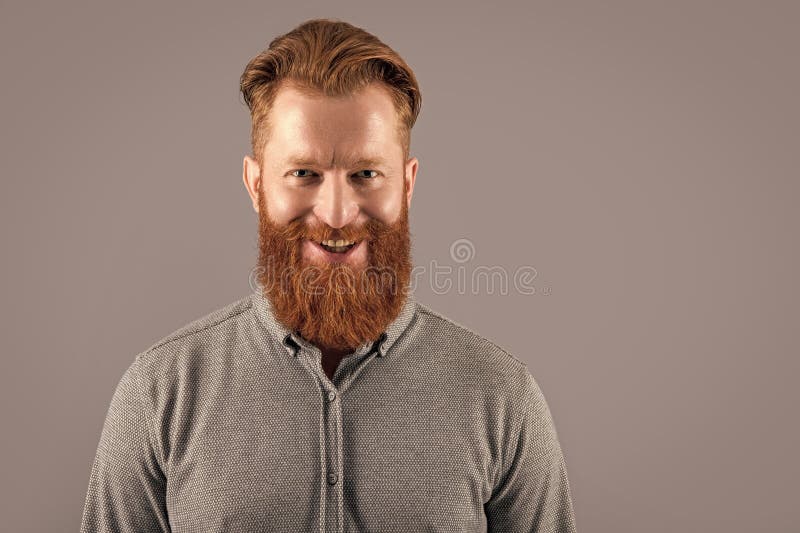Cheerful Bearded Man Has Beard. Bearded Man with Long Beard Isolated on ...