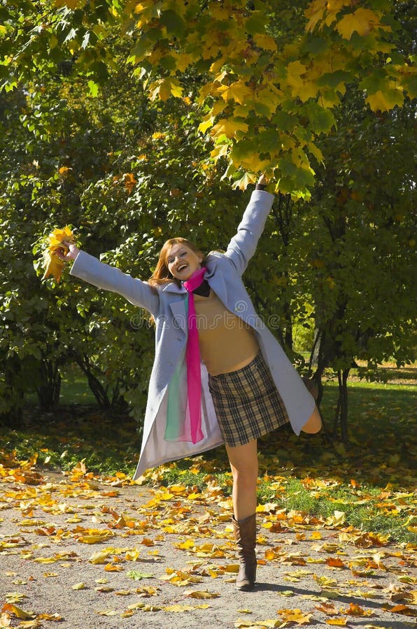 The Cheerful Beautiful Girl Stock Photo - Image of autumn, hair: 3777704