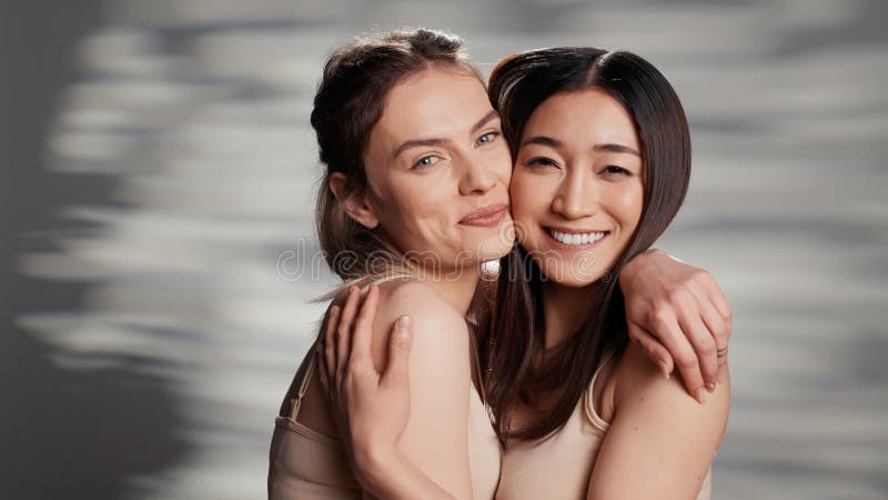 Cheerful Beauty Models Posing on Camera for Campaign Stock Image ...
