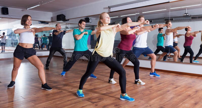 Dancers Learning Zumba Elements in Gymnastics Class Stock Image - Image ...