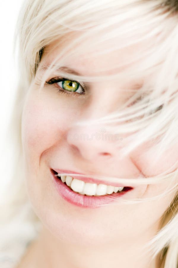 Cheerful Blond Girl Smiling Green Eyes Stock Image Image Of Model