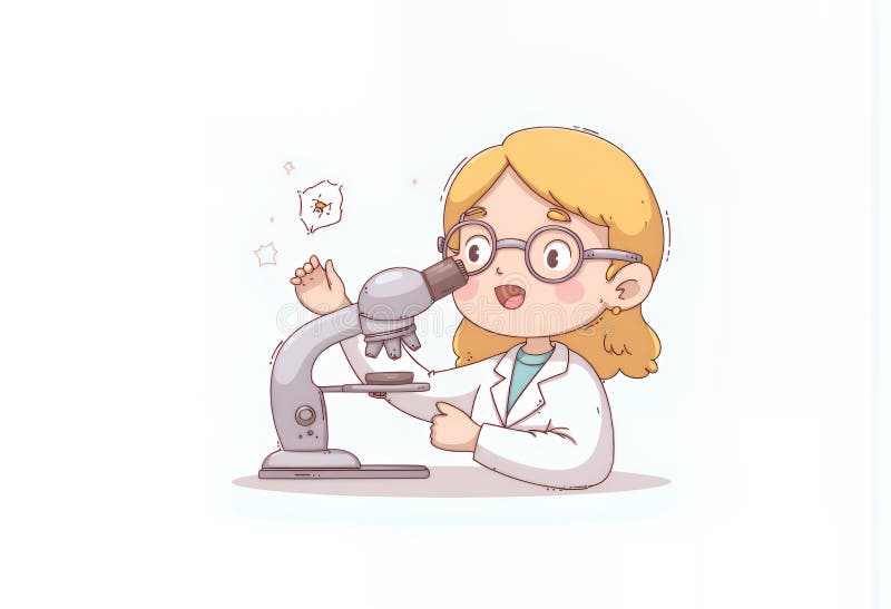 Cheerful Blonde Chibi Scientist Character in Korean Cartoon Style Using ...