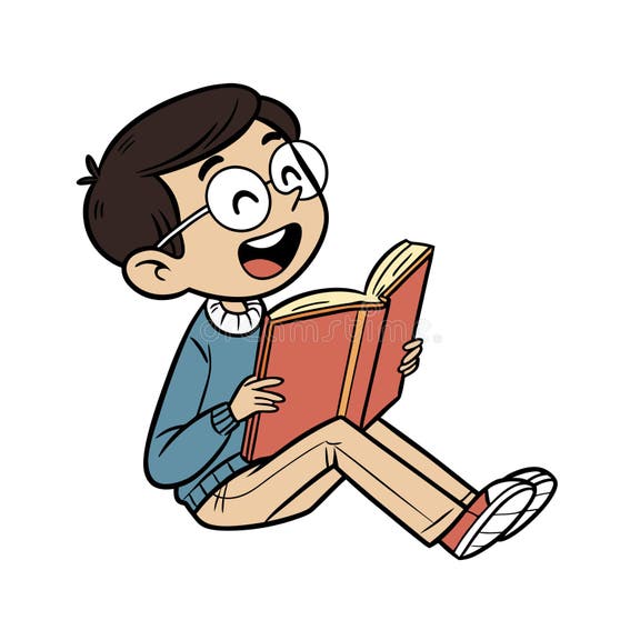 Cheerful Bookworm Boy Buddy Stock Vector - Illustration of cartoon ...