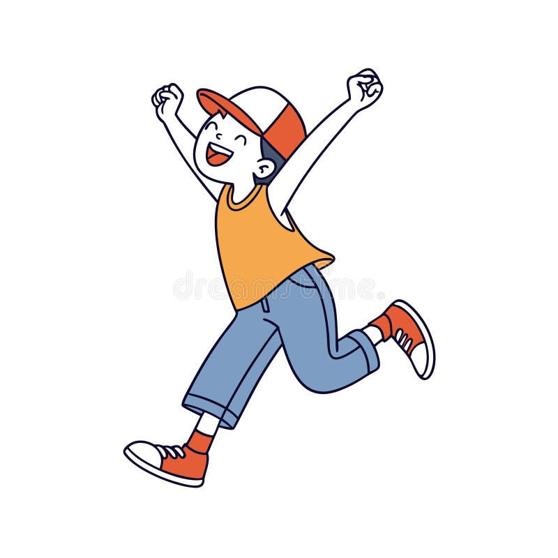 Cheerful Boy in Backwards Cap Stock Vector - Illustration of excited ...
