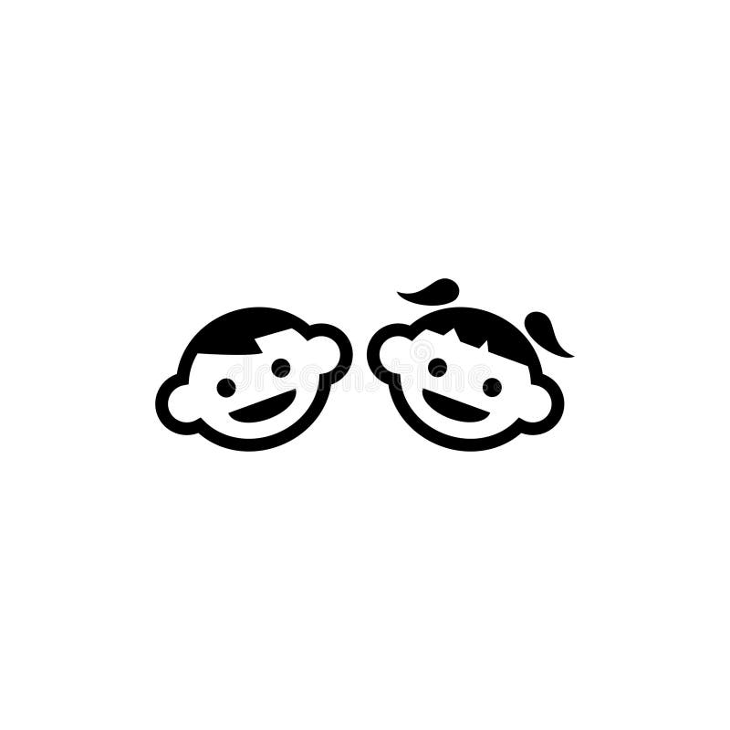 Cheerful Boy and Girl Vector Icons, Simple and Cute Design Stock ...