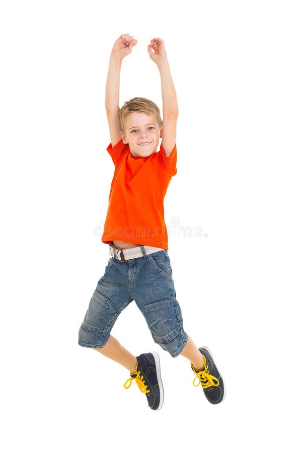 Happy Boy Jumping with Joy stock image. Image of action - 31932841