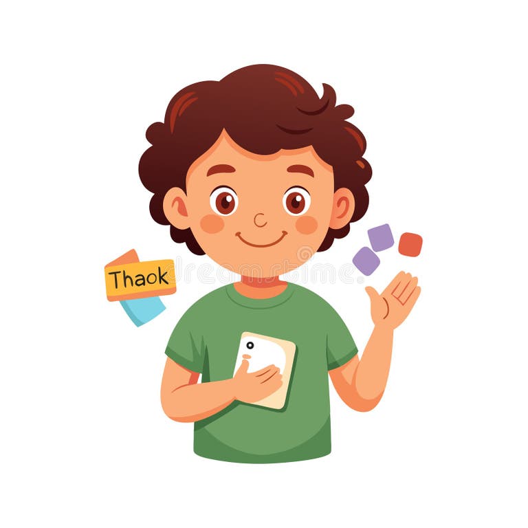 Happy Boy Learning Thai Language with Flashcard and Smartphone ...