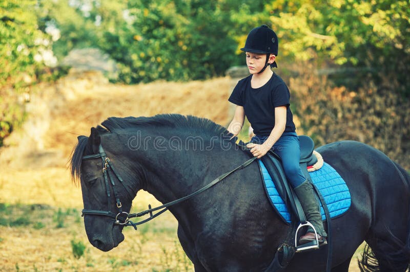 Boy Riding a Horse, Horse Riding Stock Image - Image of sport ...