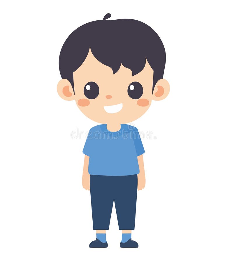 Cheerful Boy Smiling Standing and Having Fun Stock Illustration ...