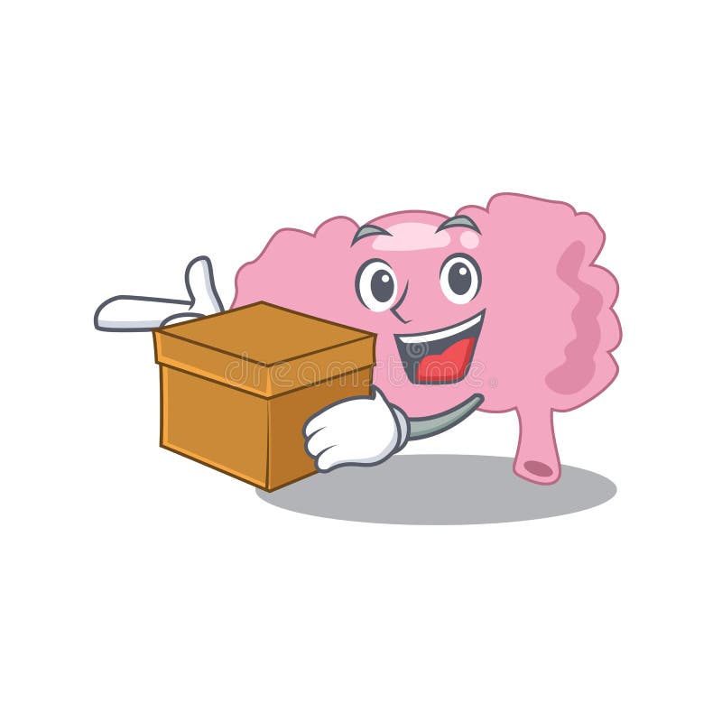 A Cheerful Brain Cartoon Design Concept Having a Box Stock Vector ...