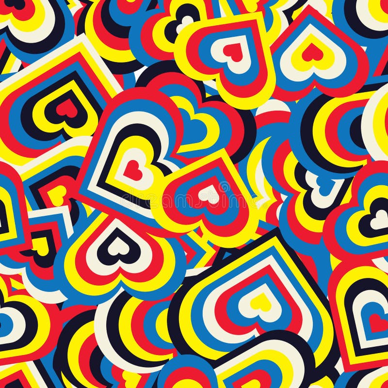Colored Hearts Seamless Pattern for Modern Fabric Design or Packaging ...