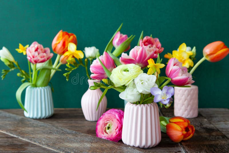 Cheerful Bright Spring Flowers Stock Photo - Image of fathers, eustoma ...