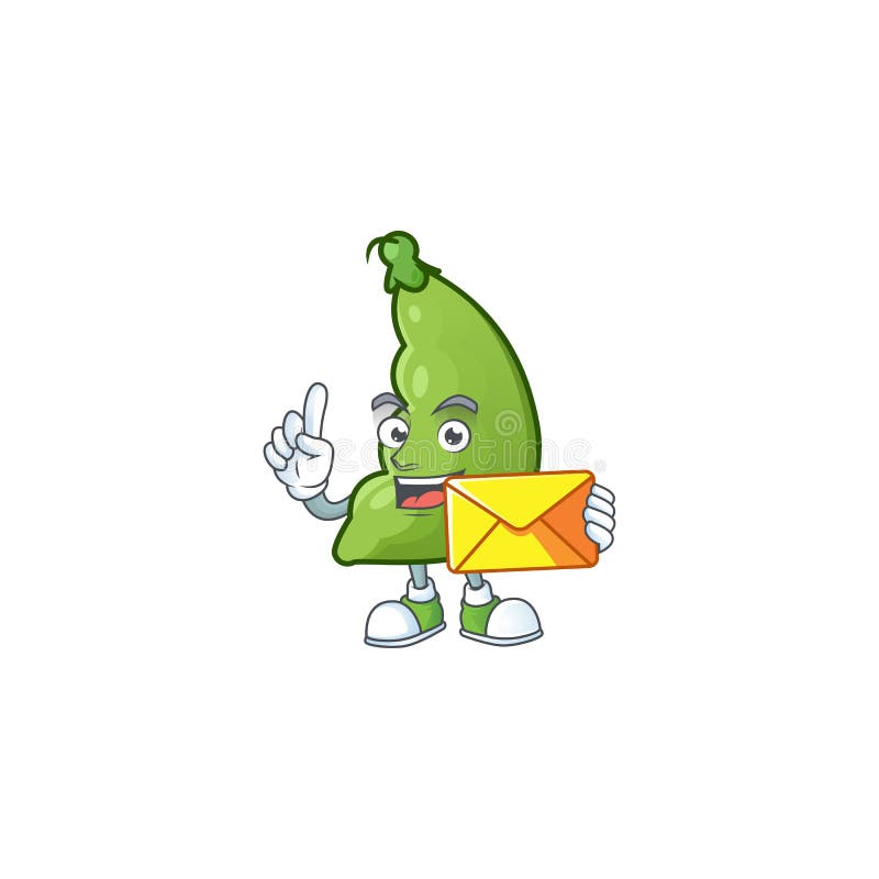 Cheerful Broad Beans Mascot Cartoon with Envelope Stock Vector ...