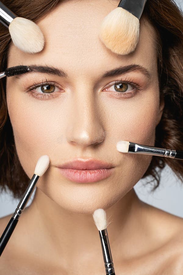 Close Up of Charming Girl that Doing Makeup Stock Photo - Image of ...