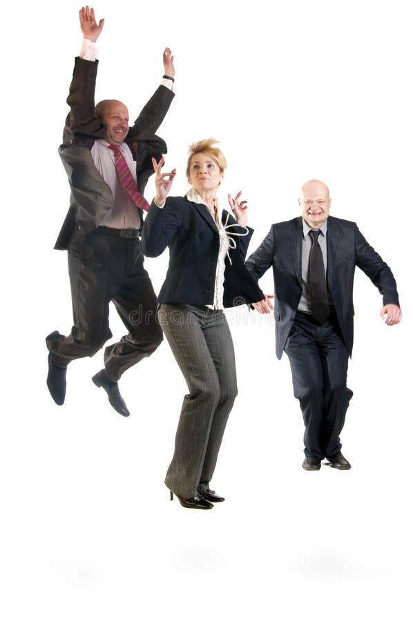 Cheerful Business People Jumping Stock Photo - Image of ecstatic, hands ...