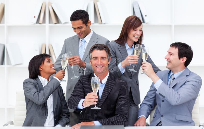 Cheerful Business People Toasting with Champagne Stock Photo - Image of ...