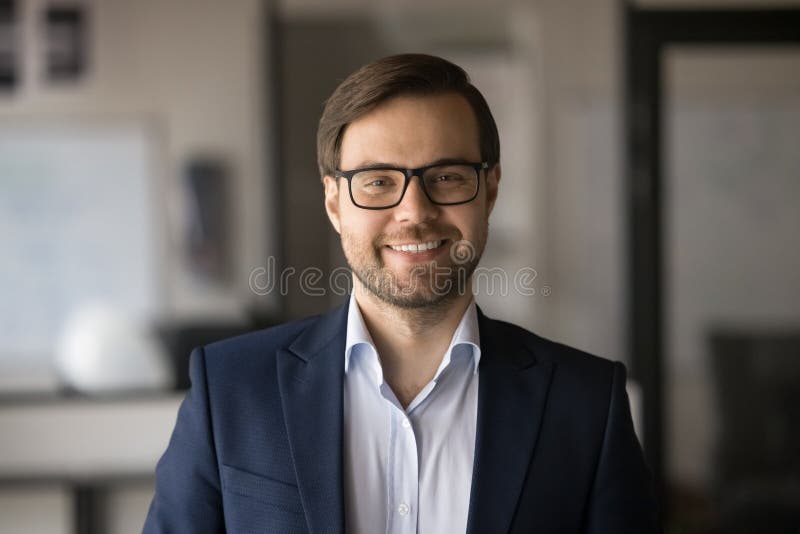 Cheerful Business Professional Man in Stylish Eyeglasses Looking at ... Cheerful Business Professional Man in Stylish Eyeglasses Looking at ...