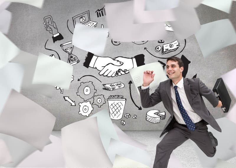 Cheerful Businessman in a Hury Stock Image - Image of wall, young: 37074967
