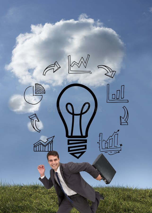 Cheerful Businessman in a Hury Stock Image - Image of grey, graph: 37078911