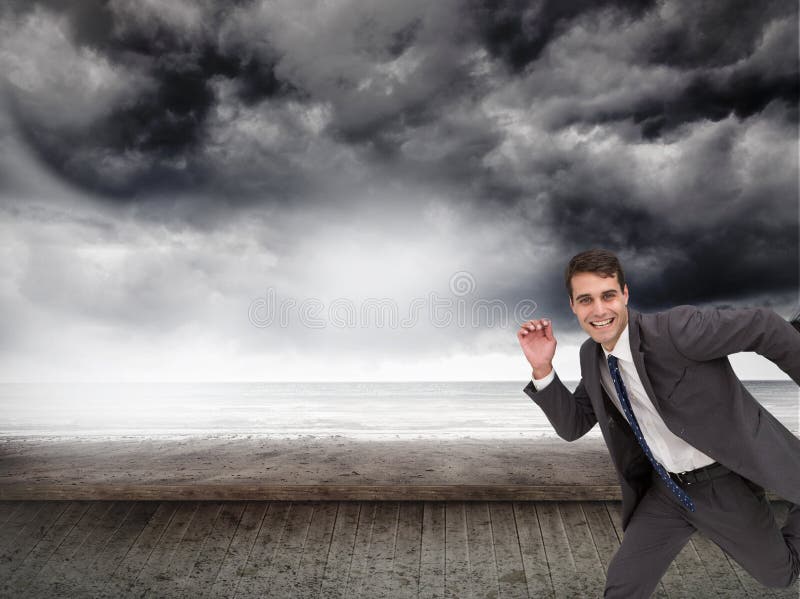 Cheerful Businessman in a Hury Stock Image - Image of landscape ...