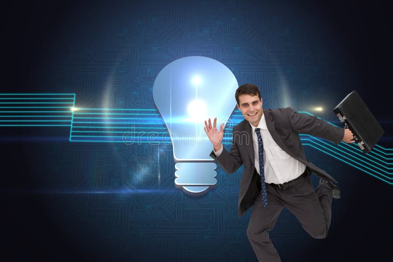 Cheerful Businessman in a Hury Stock Image - Image of computer ...