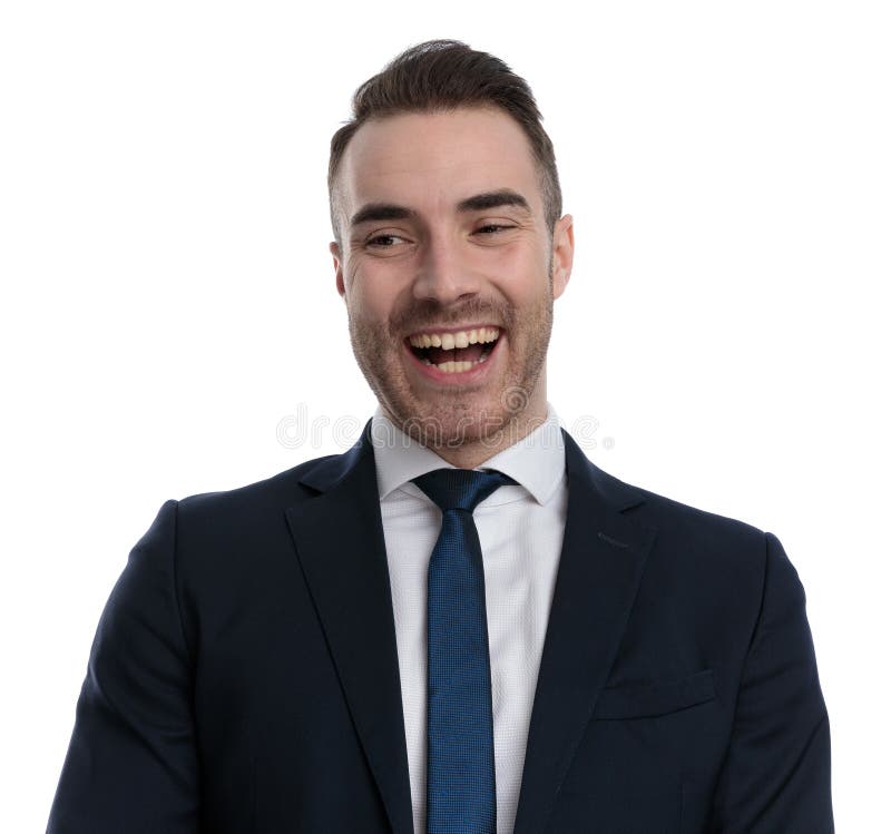 Cheerful Businessman Laughing and Shouting Stock Image - Image of ...