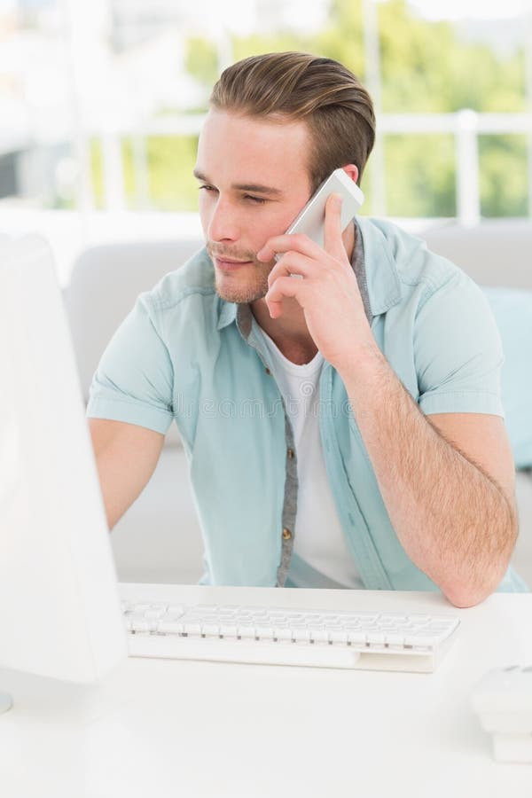 Businessman is Answering the Phone Stock Image - Image of headset ...