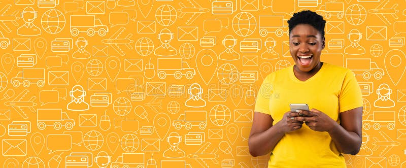 Excited Customer Engaging with Online Shopping Application on ...