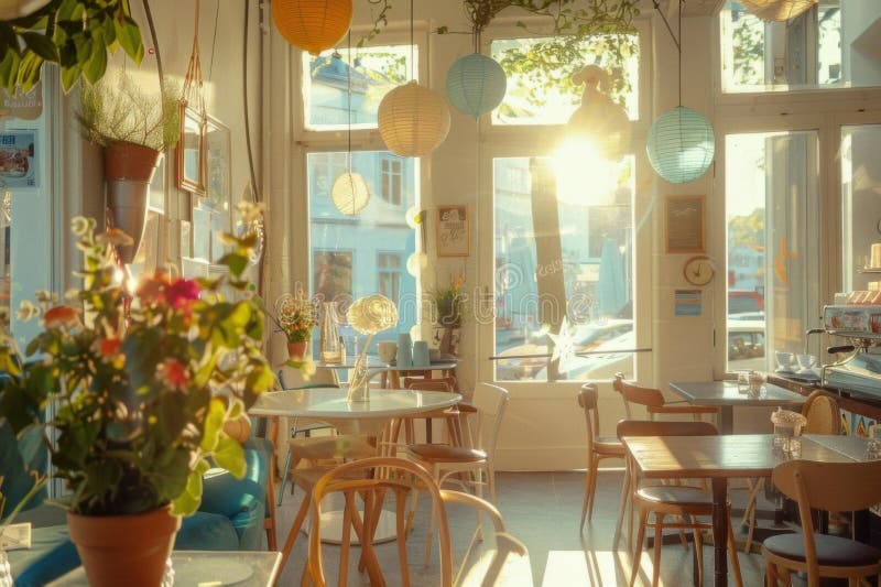 Cheerful Cafe Worker Brewing a Caffeinated Drink for a Client Stock ...