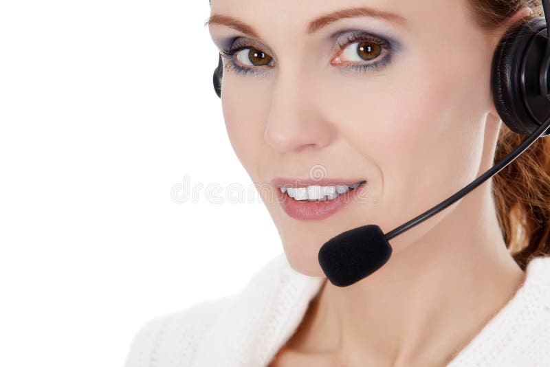 Cheerful Call Center Operator Stock Image - Image of communication ...