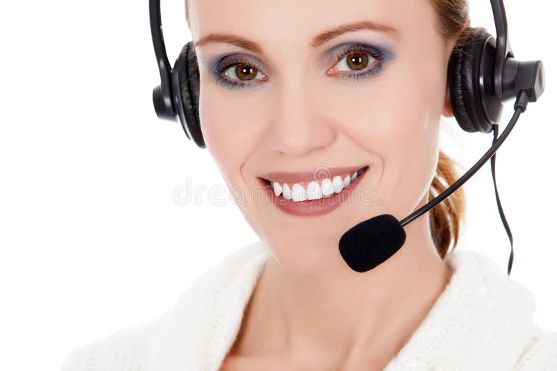 Cheerful Call Center Operator Stock Photo - Image of company, headphone ...