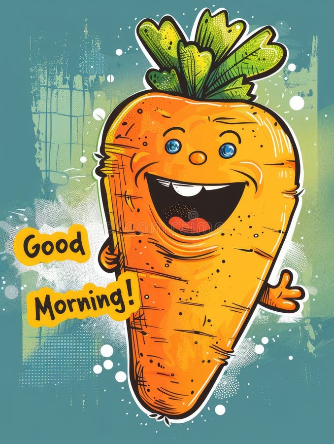 Cheerful Carrot Character Saying Good Morning Stock Illustration ...