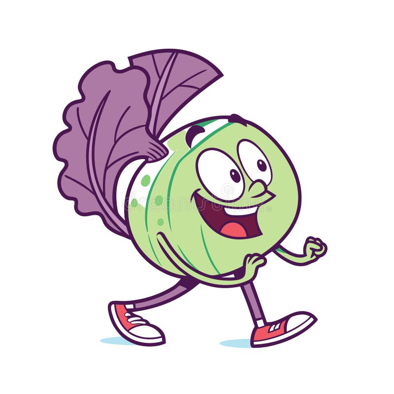 Cheerful Cartoon Apple Cabbage Character Stock Vector - Illustration of ...
