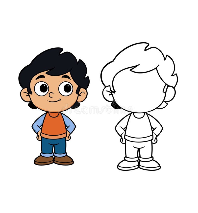 Cute Boy Cartoon Character with Confident Posture Stock Vector ...