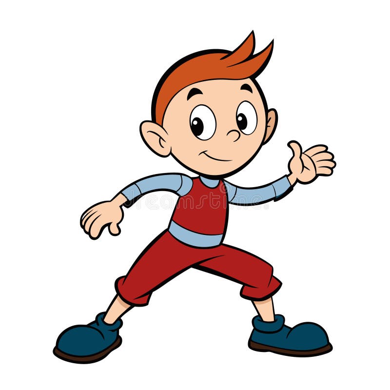 Cartoon Boy in Action Ready for Adventure! Stock Illustration ...