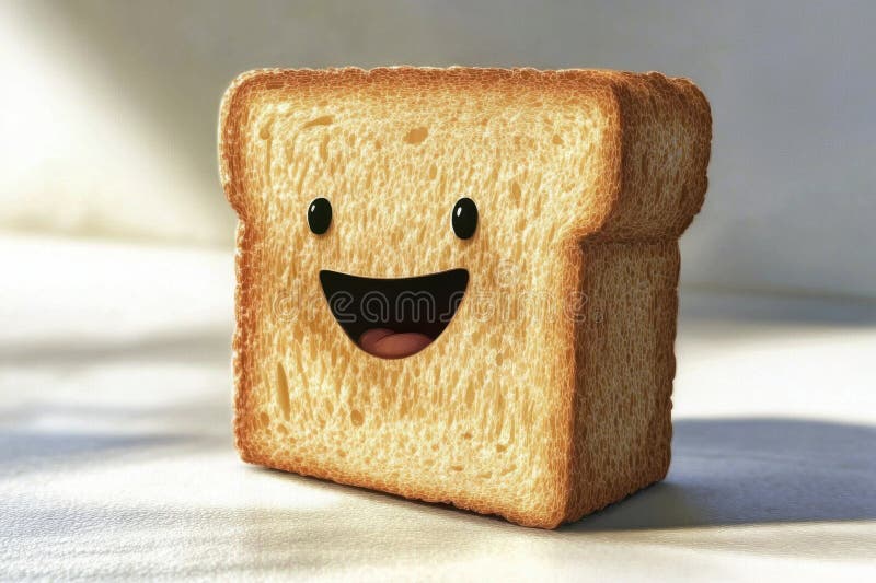Cheerful Cartoon Bread Character with Happy Expression for Fun Designs ...