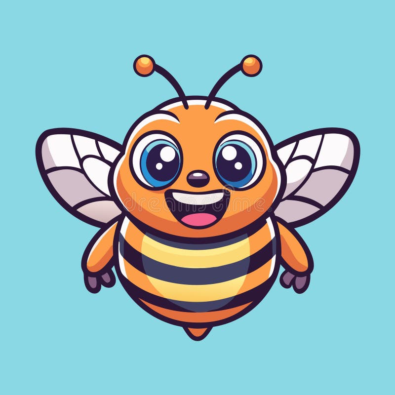 Cheerful Cartoon Bumblebee with a Friendly Expressions and Wings Stock ...