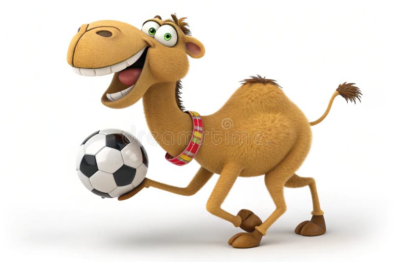 Cheerful Cartoon Camel with Soccer Ball - Generated by Ai Stock ...