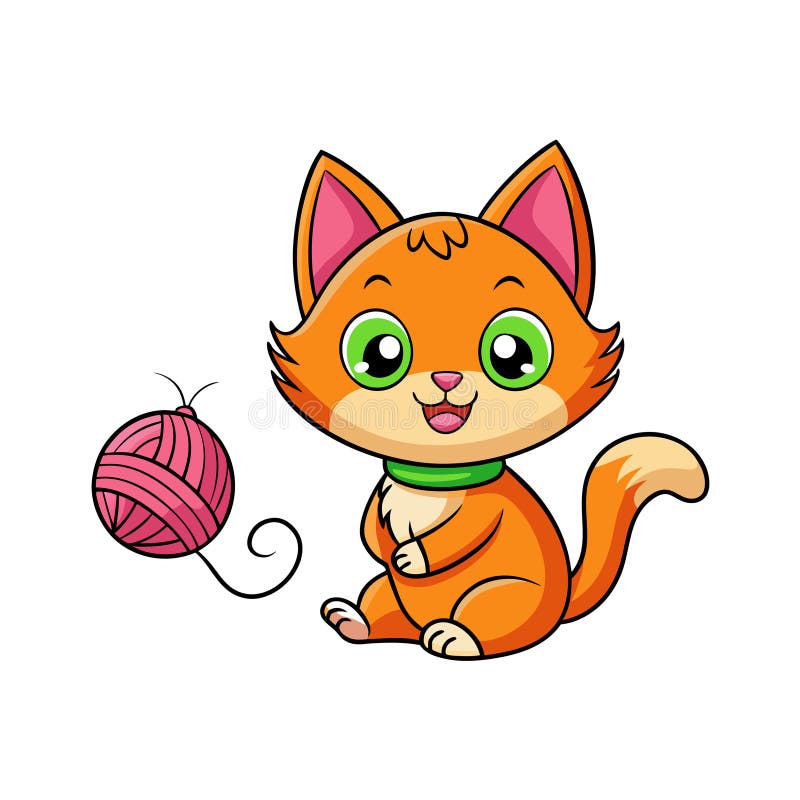Cheerful Cartoon Cat Enjoying Playtime Stock Vector - Illustration of ...