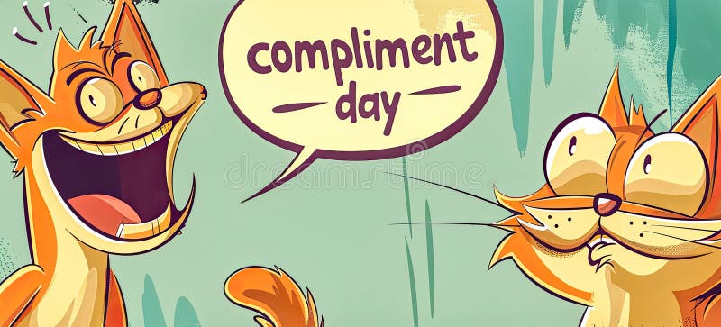 Compliment Day Celebration with Cartoon Cats Stock Image - Image of ...