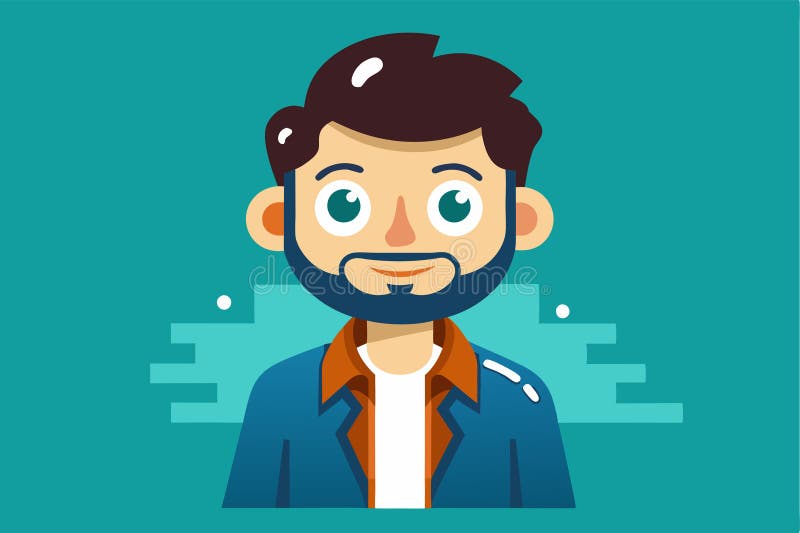 A Cheerful Cartoon Character Featuring a Man with a Beard, Wearing a ...