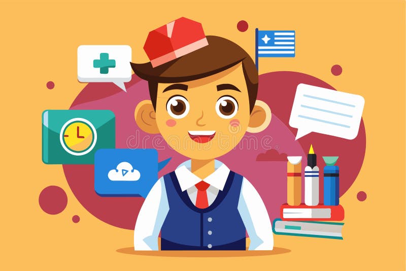 A Cheerful Cartoon Character Representing a Translator Surrounded by ...