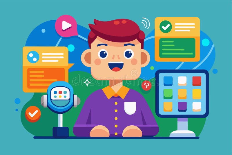 A Cheerful Cartoon Character is Using a Customizable Voice Interface at ...