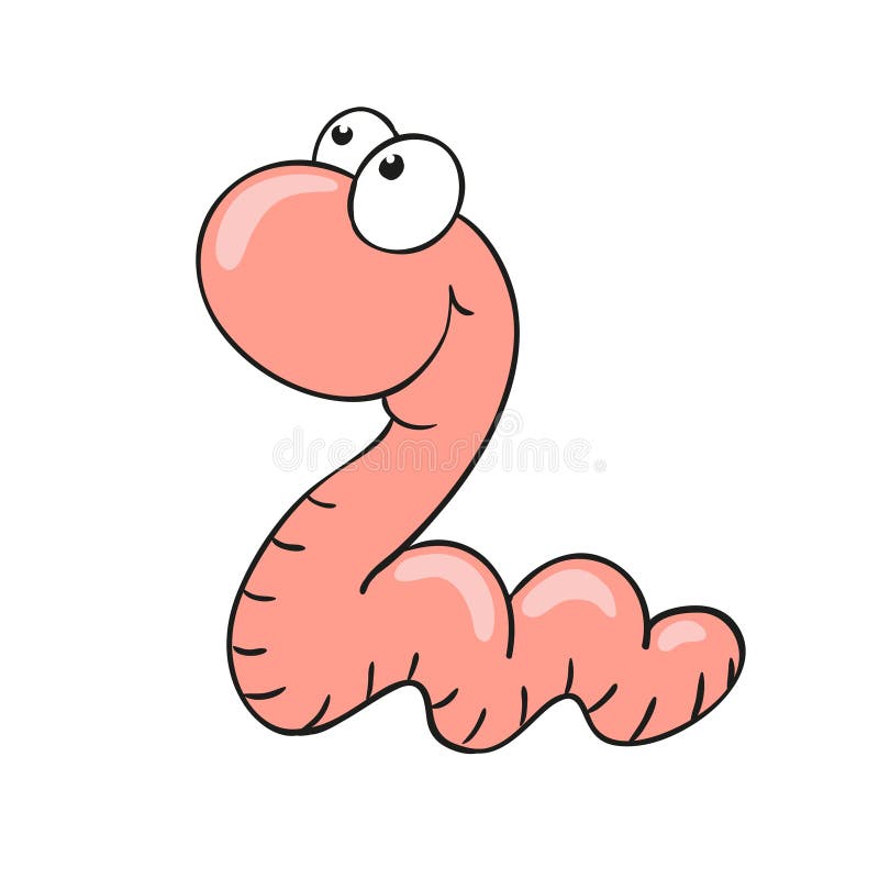 Cheerful Cartoon Character Worm. Vector Isolated Stock Illustration ...