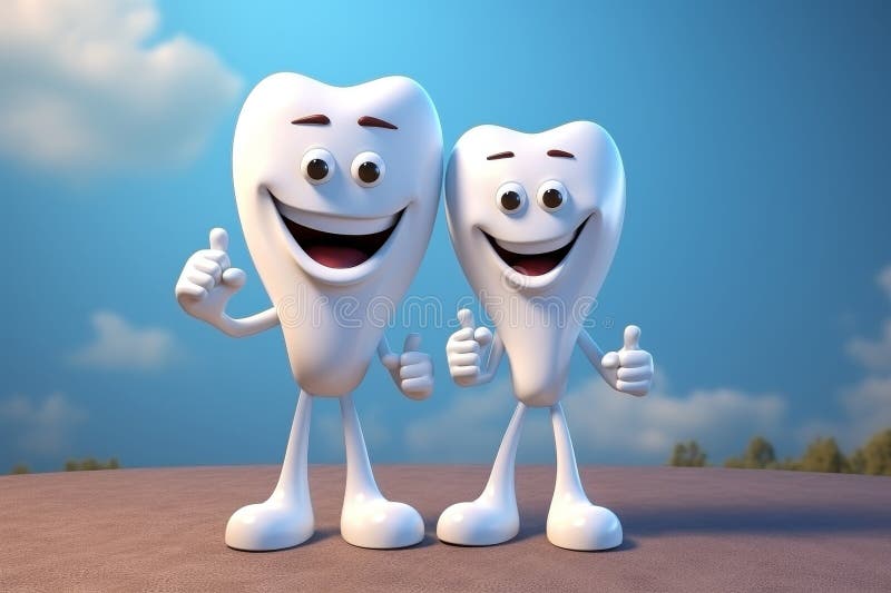 Cheerful Cartoon Characters with Gleaming White Teeth on a Vibrant ...