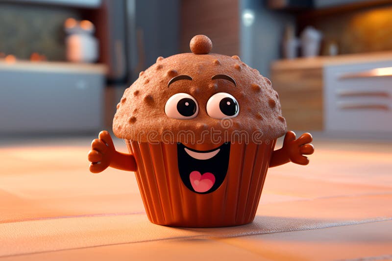 Cheerful Cartoon Chocolate Muffin with Cute Smile Stock Illustration ...