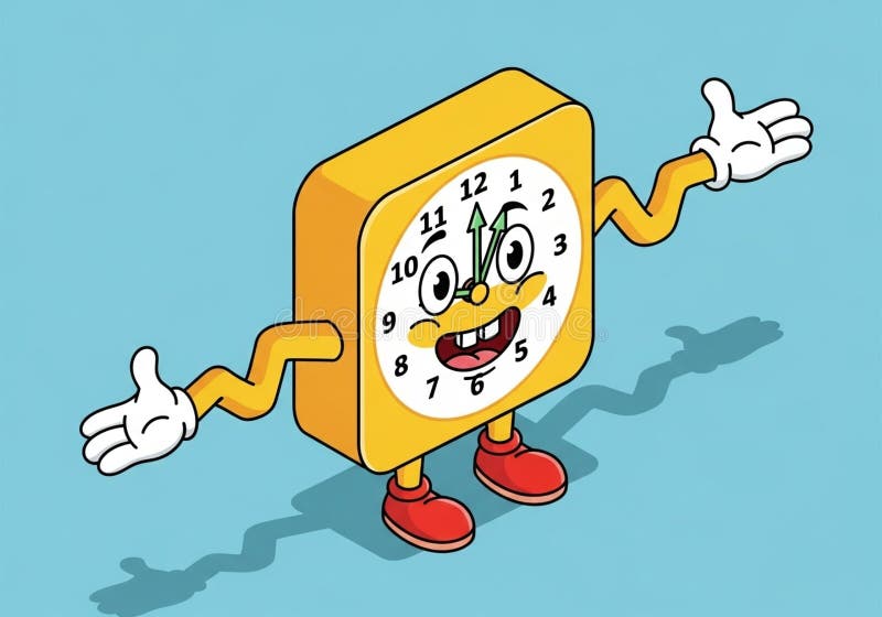 Yellow Square Clock Character Stock Illustrations – 37 Yellow Square ...